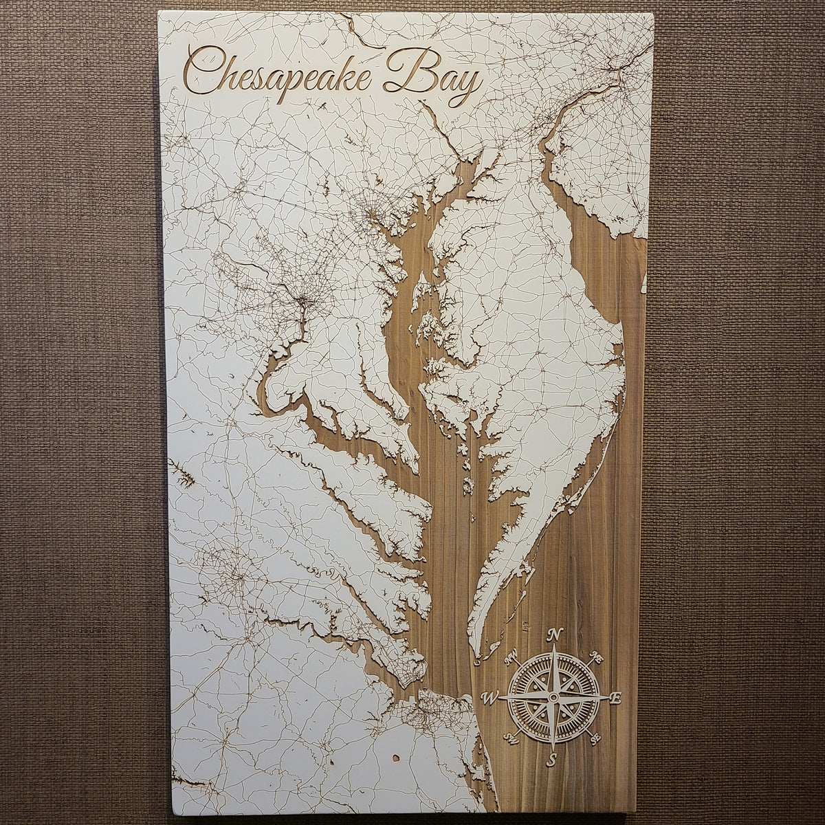 Medium Wood Map, Chesapeake Bay Street Map– At Home Designs of Delaware