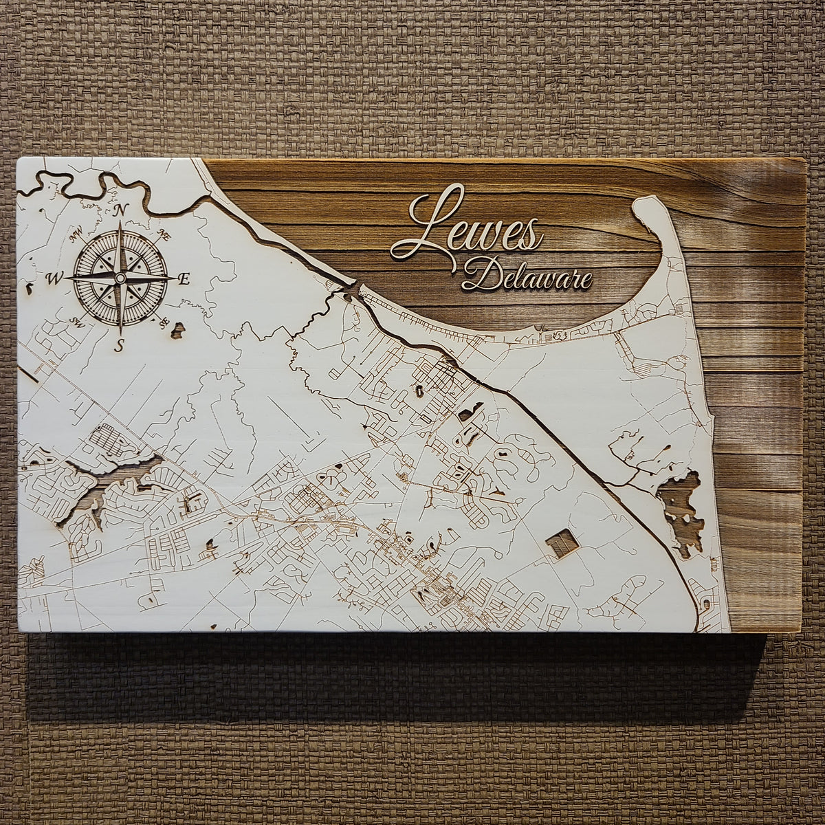 Mini Wood Map - Lewes, Delaware– At Home Designs of Delaware